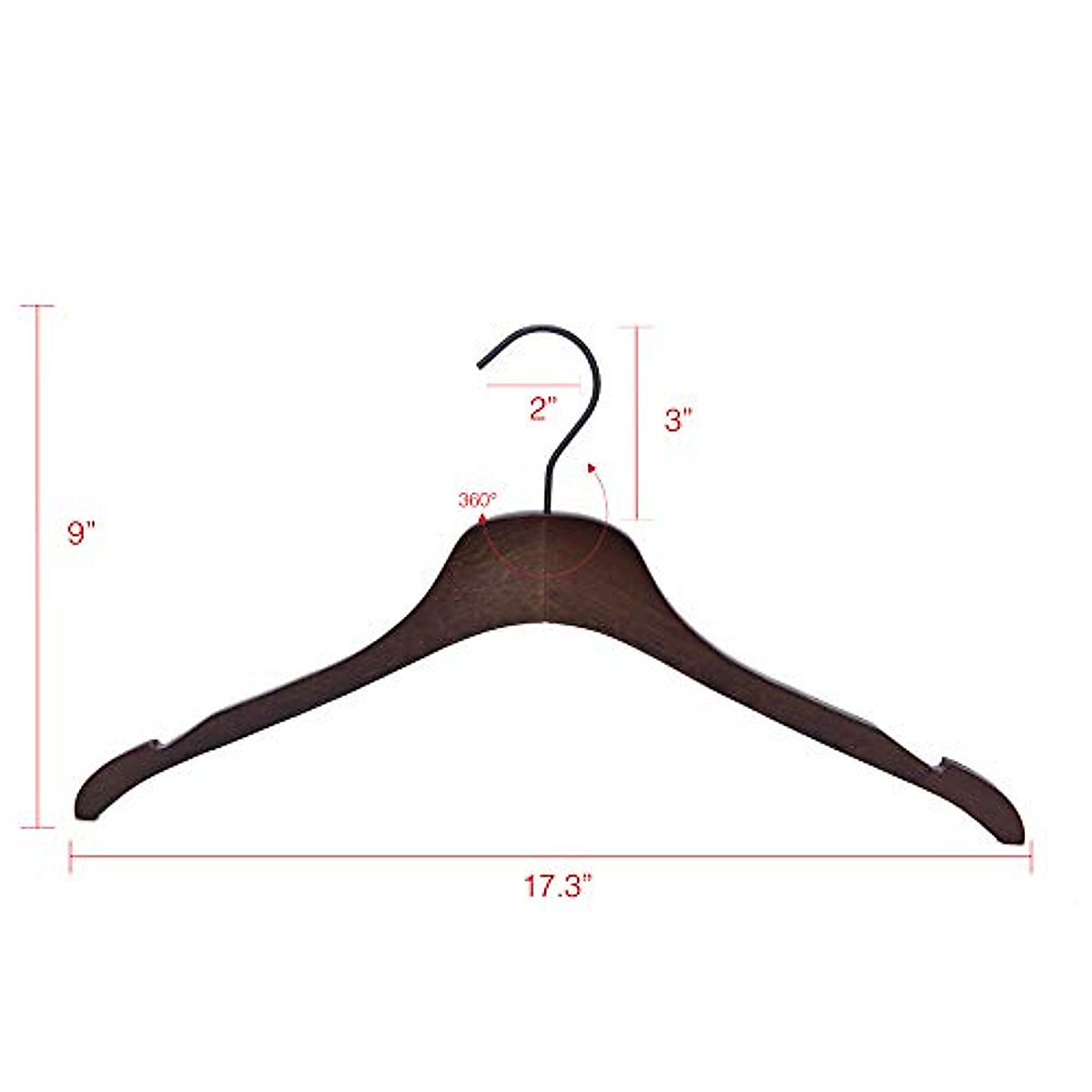 Quality Luxury Very Slim Wooden Suit Coat Dress Hangers 360 Swivel Hook (5, Brown/Espresso)