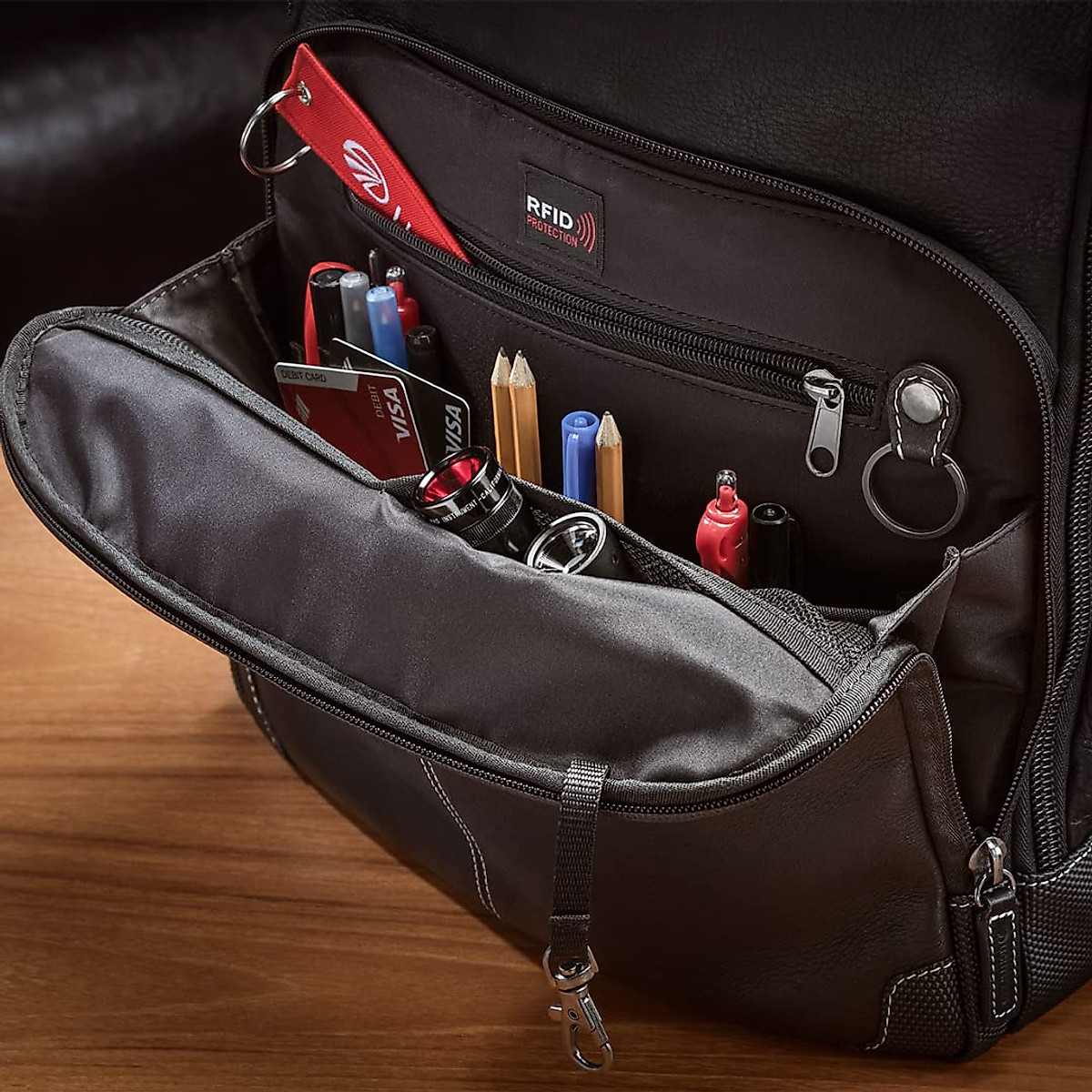 LIGHTSPEED Aviation Duke Flight Bag - Sophisticated & Functional Leather Gear Backpack For Pilots - Rich Oiled Cowhide With Protective PVC Bottom