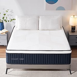 King Mattress, DIGLANT 14 Inch Euro Top Hybrid Memory Foam Mattress with Pocket Springs, Medium Plush Feel King Size Mattress in a Box, Supportive & Pressure Relief, CertiPUR-US Certified, 76"*80"