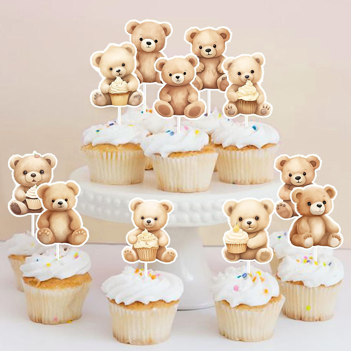 DataMoon Teddy Bear Baby Shower Decorations - Baby Boxes with Letters,Boho Balloons,We Can Bearly Wait Backdrop,Cake Topper,Tablecloth for Baby Shower,Gender Reveal Party Supplies
