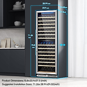BODEGA Wine Cooler Refrigerator 24 Inch, 174 Bottle Dual Zone Wine Fridge with Double-Layer Tempered Glass Door and Temperature Memory Function,Built-in or Freestanding