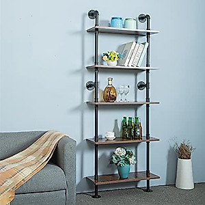 ZIOTHUM 5 Tier 67inch Industrial Pipe Shelving, Shelves Shelf Rustic Tier Black in