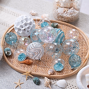 Valery Madelyn Christmas Ball Ornaments, 50ct Light Blue and Silver Shatterproof Christmas Tree Decorations Set, Coastal Ocean Hanging Ornaments for Xmas Trees Bulk Holiday Decor