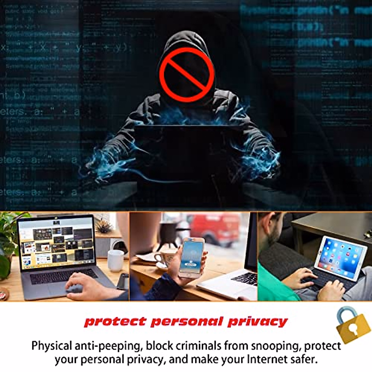 SOKTDO Webcam Cover, 0.023inch Ultra-Thin Laptop Camera Cover Slide, 6 Pack Computer Camera Cover Slide for MacBook Air/IPad/PC/Phone, Protect Privacy and Security