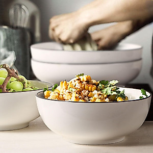 Wareland Cereal Bowls, Small Ceramic Dessert Bowls Set Of 4, 16 oz, 5 Inch White Bowls For Soup Rice Snack Side Dishes Salsa Chili Ice Cream Oatmeal, Microwave Oven Dishwasher Safe Bowls For Kitchen