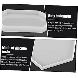 SEWACC 4 Pcs Hexagonal Silicone Mold Tray Resin Mold Tray Mold Resin Tray Mold Epoxy Resin Hexagon Silicone Molds for Resin Hexagon Resin Coaster Molds Silica Gel White Cup Pad Mold Agate