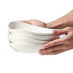 KITCHENLESTAR 8 inch Porcelain Dinner Plates, Large Size Serving Plate for Salad, Pancakes, Steak, Set of 6 (White-1)