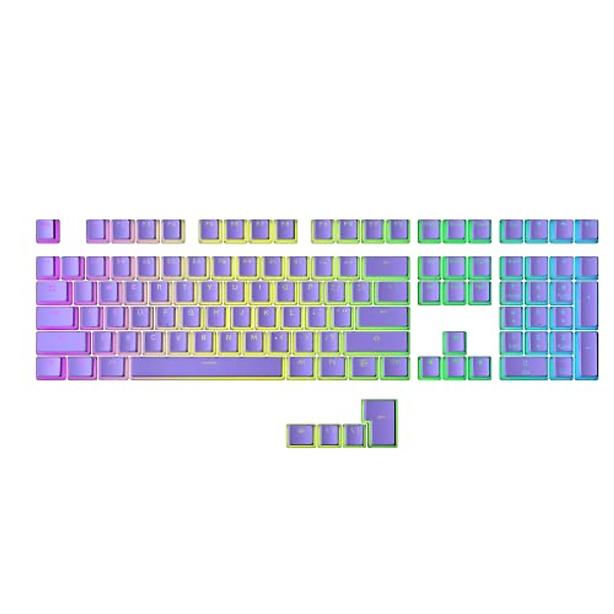 Ranked Pudding PBT Keycaps | 112 Double Shot Translucent ANSI US & ISO Layout | OEM Profile for RGB Mechanical Gaming Keyboard (Lavender)
