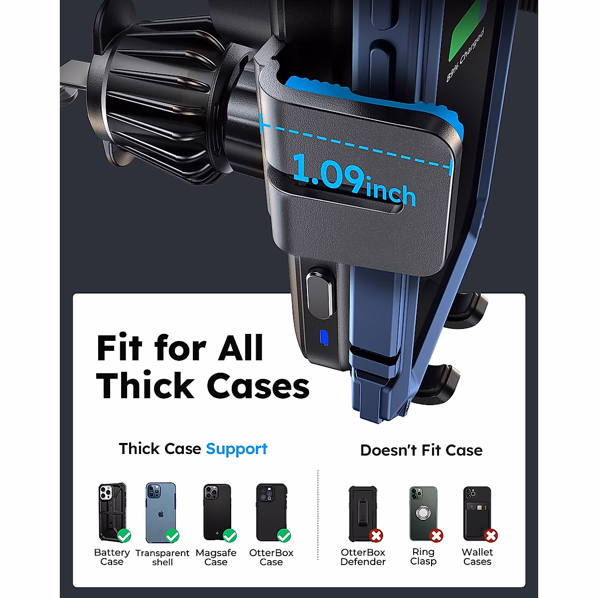 JOYROOM Wireless Car Charger Mount, Auto-Clamping 15W Max Qi Fast Charging Wireless Phone Charger for Car, Super Stable & Hands-Free Air Vent Car Phone Mount Charger for iPhone 15 14 13 12 11