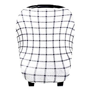 Baby Car Seat Cover Canopy and Nursing Cover Multi-Use Stretchy 5 in 1 Gift "Ledger" by Copper Pearl