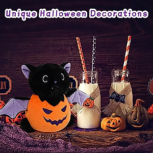 JIAJEGTGT Halloween Plush Bat, Bat Stuffed Animal Toy, Plushies Pillow Figure with Pumpkin Clothes, Decoration Gifts for Boys and Girls Black