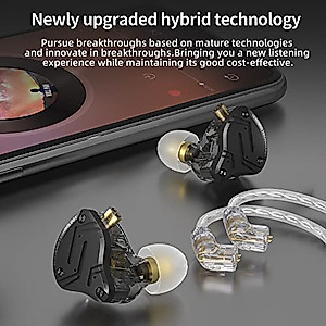 KZ ZS10 PRO X HiFi IEMs Upgraded 1DD+4BA Hybrid Driver HiFi in Ear Headphones Earphones with Alloy Faceplace Detachable Cable for Audiophile Musician DJ Stage (Matte Black,Without Mic)