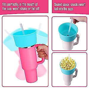 XANGNIER 40 oz Tumbler Accessories Snack Bowls with Long Silione Straw Compatible with Stanley/Simple Modern and Other Brand 40 oz Tumbler with Handle Cups(Diameter 3.4-3.6in),Bowl Tumbler Attachment