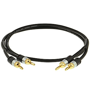 Mediabridge 12AWG Ultra Series Speaker Cable - Gold Plated Banana Tips (18 FT) - CL2 99.9% Oxygen Free - Black (SWT-12B-18B)