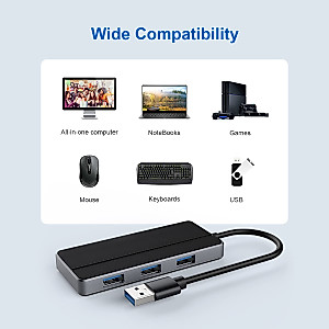 GARMESE USB Hub,4-Port USB 3.0 Hub High Speed Ultra-Slim Data USB Hub Multiport Expander with Charging Port for Chromebook, PC, USB Flash Drive, Mouse, Keyboard