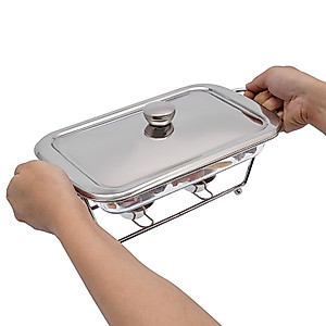 Chafing Dish Buffet Set Warming Tray with Lid Stainless Steel Buffet Server and Oven Safe Glass Warming Tray for Parties Buffets