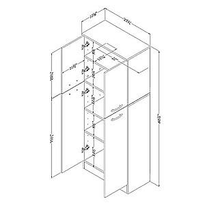South Shore Axess 4-Door Storage Pantry, Pure Black