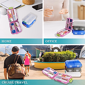 Pill Organizer with Medicine Labels Travel Daily Pill Container Mini Medication Organizer Storage Pill Organizer Travel Essentials Pill Case 7 Day Pill Organizer(Pink & 161 Lables)