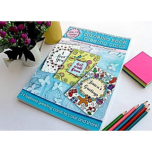 Coloring book of greeting cards: 24 handmade foldable cards to color | Premium Handmade Paperback Spiral Bound Coloring Book | Art and Sip Party, DIY Kit, Party favor | Easy & fun drawings to color