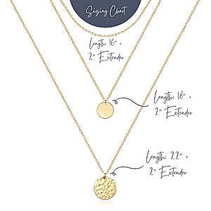 Ava Riley Dainty Gold Necklace for Women - Hammered Disc Pendant Necklaces for Women Trendy - 14K Gold Silver Paperclip Chain Long Necklace Jewelry Set