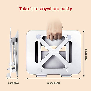 TRUNIUM Laptop Stand, Laptop Holder, Multi-Angle Stand with Heat-Vent, Adjustable Laptop Riser for Laptop up to 15.6 inches, Compatible for MacBook Pro/Air, Surface Laptop, and so on (Silver)