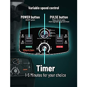 WantJoin Professional Blender, Countertop Blender ,Blender for kitchen Max 1800W High Power Home and Commercial Blender with Timer, Smoothie Maker 2200ml for Crushing Ice, Frozen Dessert, Soup,fish