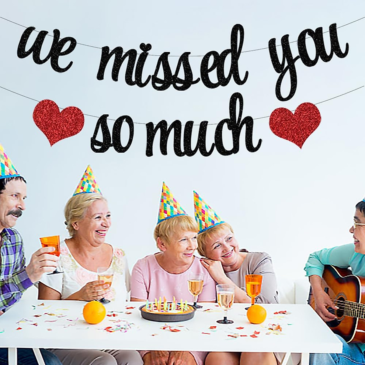 PALASASA We Missed You So Much Banner, Black Glitter Welcome Home Decorations,Welcome Home Sign Family Reunion Sign Deployment Party Decorations, Returning Military Army Homecoming Party (Cursive)