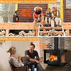 CWLAKON Wood Stove Fan 60° Oscillating Large Size, 5 Blades Heat Powered Stove Fan, Silent Eco Stove Top Fans with Thermometer, Non Electric Fireplace Fan for Gas, Pellet, Wood Burning Stove