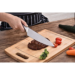 BEAFUORCT Block Knife Sets Stainless Steel With Sharpening 15 piece Acrylic Stand Steak Knives Set Professional Chef Knife and Scissors for Kitchen