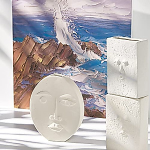 Veemoon Ceramic Vase Ceramic Decoration Vase Holder Pot Plant Desktop Indoor Bonsai Artistic Outdoor Arrangement Head Table Cute Decorative Unique Porcelain Decor Container Face Jewelry Glass Vase