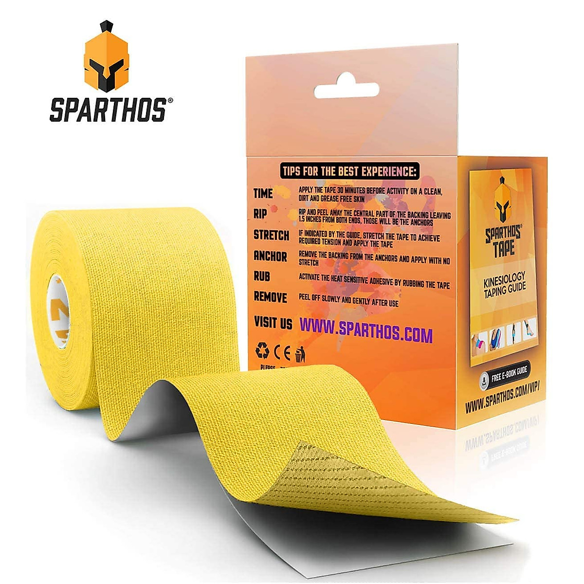 Sparthos Kinesiology Tape [Sunny Yellow - 16.4ft Uncut Roll] x Ice Packs for Injuries [Size Medium + Cover]