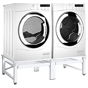 NusGear Washing and Drying Machine Pedestal with Pull-Out Shelves White , Material: Steel -196