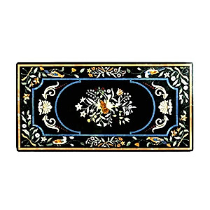 48 x 24 Inch Marble Dining Table, Eating Table, Breakfast Table, Dinner Table, Marble Patio Table, Rectangle Table, Garden Decor Table