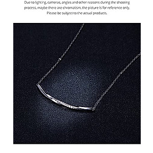 Personalized Necklace with CZ Crystal 925 Sterling Silver Personalized Necklace for Women (Simplicity Smile Bar Necklace)