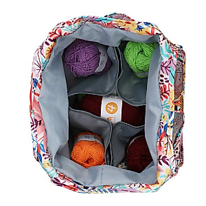 KOKNIT Waterproof Craft Bag, Portable Durable Shoulder Tote Travel & Yarn Bag with Drawstring Closure, Premium Organizer Bag for Yarn and Crafts