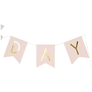 Ginger Ray Pastel Perfection and Gold Foiled Happy Birthday Bunting Banner, Pink, Hanging Bunting Banner