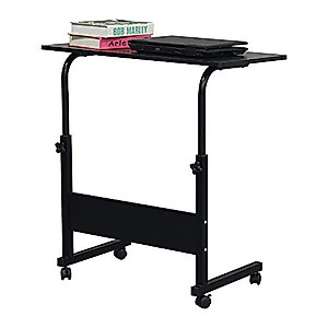 C Table with Wheels for Couch Bed Recliner, Side Table for Couch, Sofa Side Table Desk with Wheels, Tray Table Portable Side Table for Bed, Table Laptop Cart, Height Adjustable Coffee Snack Table
