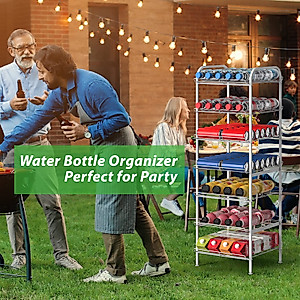 Vrisa Water Bottle Organizer Free Standing Water Bottle Storage Rack Adjustable Water Bottle Holder for Kitchen Pantry Food Storage White 7 Tier