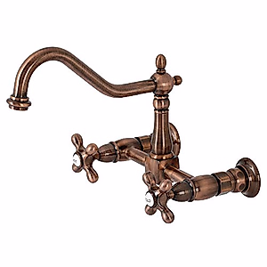 Kingston Brass KS124AXAC Heritage Bridge Kitchen Faucet, Antique Copper