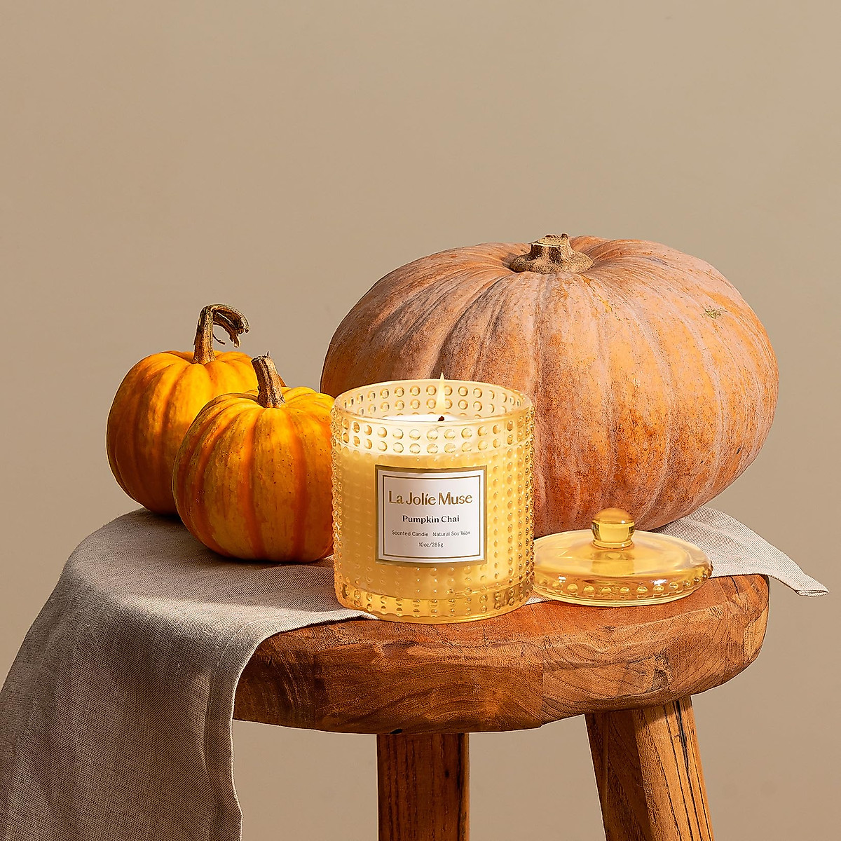 LA JOLIE MUSE Pumpkin Chai Scented Candle, Fall Candles, Natural Soy Candles for Home Scented, 75 Hours Long Burning, 10 oz