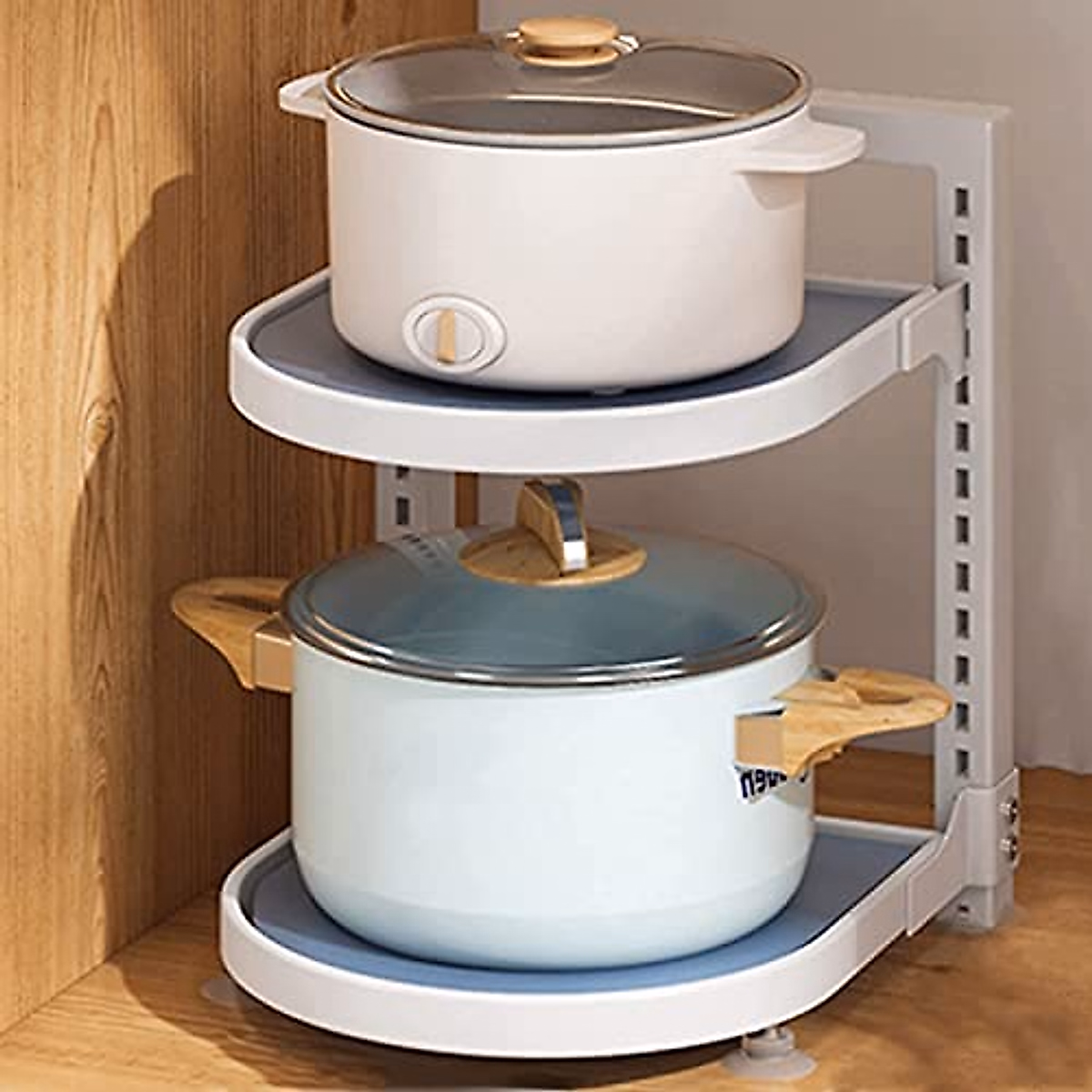 YUEGOO Kitchen Sinks Solid Under Sink Storage, Under Cabinet Storage Rack Multifunctional Bathroom Sink Storage Pot Rack Under Sink Rack Shelf/White/25.5 * 29.5 * 33cm