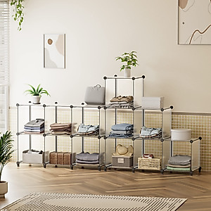 Closet Organizers and Storage 162L Closet Organizer 6 Cube Closet Shelves with Hook for Handing Storage Shelves for Storage Bins for Closet Storage