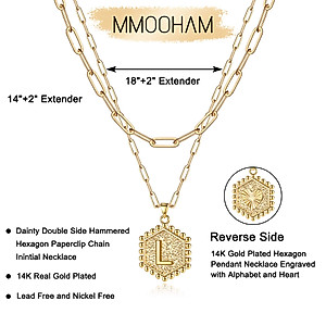 M MOOHAM Dainty Layered Initial Necklaces for Women Trendy - Necklaces for Women Cute Letter Initial L Necklace Choker Necklace Gold Layered Necklaces for Women Girls