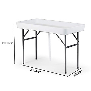 Old Cedar Outfitters Fill and Chill Ice Cooler Folding Table with Large Sink and Drain for Cleaning Fish and Game and Keeping Fish and Food Cold for Parties, Camping and Cleaning