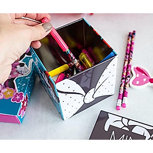 Disney All Eyes on Minnie Mouse 4-Inch Tin Storage Box Cube Organizer with Lid | Basket Container, Cubby Cube Closet Organizer, Home Decor Playroom Accessories | Cute Gifts And Collectibles