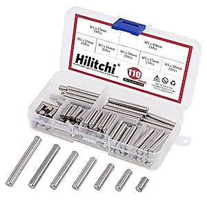 Hilitchi 110 Pcs Dowel Pin Stainless Steel Shelf Support Pin Fasten Elements Assortment Kit - Size Include 5mm x 10mm / 16mm / 20mm / 25mm / 30mm / 35mm / 40mm