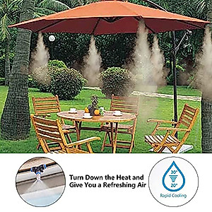 AOZBZ Misting Cooling System, 16.4FT (5M) Misting Line+5 Mist Nozzles & Brass Adapter Outdoor Misting System for Garden Patio Trampoline Greenhouse Umbrella