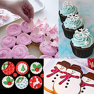 22 PCS Christmas Cookie Cutter Set Molds, Christmas Fondant Embossing Tools Plunger Cookie Cutter Sugarcraft Tree/Leaves/Sled/Snowman/Jingling Bell/Deer/Snowflake for Christmas Plunger Cake Cutter