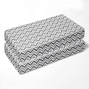 Bacati - 2 Pack Crib Fitted Sheets - Mix and Match Ikat Zigzag Chevron Soft Breathable 100% Cotton Percale Baby Sheets - Fits Standard 28 x 52 X 5 inches Crib & Toddler Mattresses (Grey)