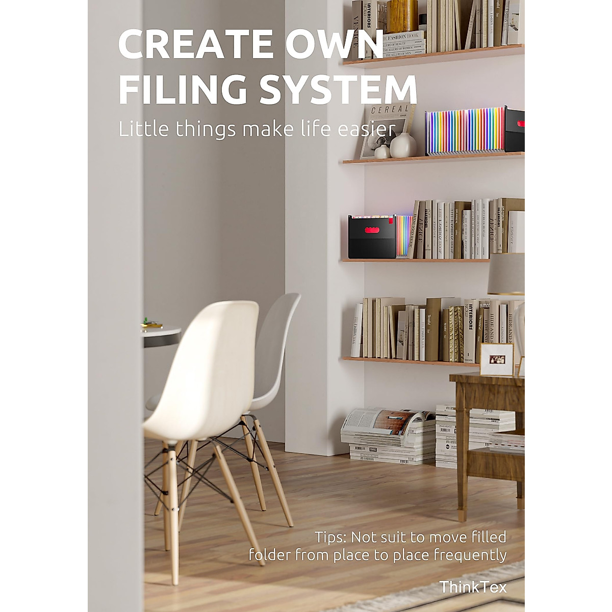 ThinkTex 26 Pockets Expanding File Folder, Upright & Open Top, A-Z Colorful Tabs, Larger Capacity Accordian Folder, Teacher Supplies